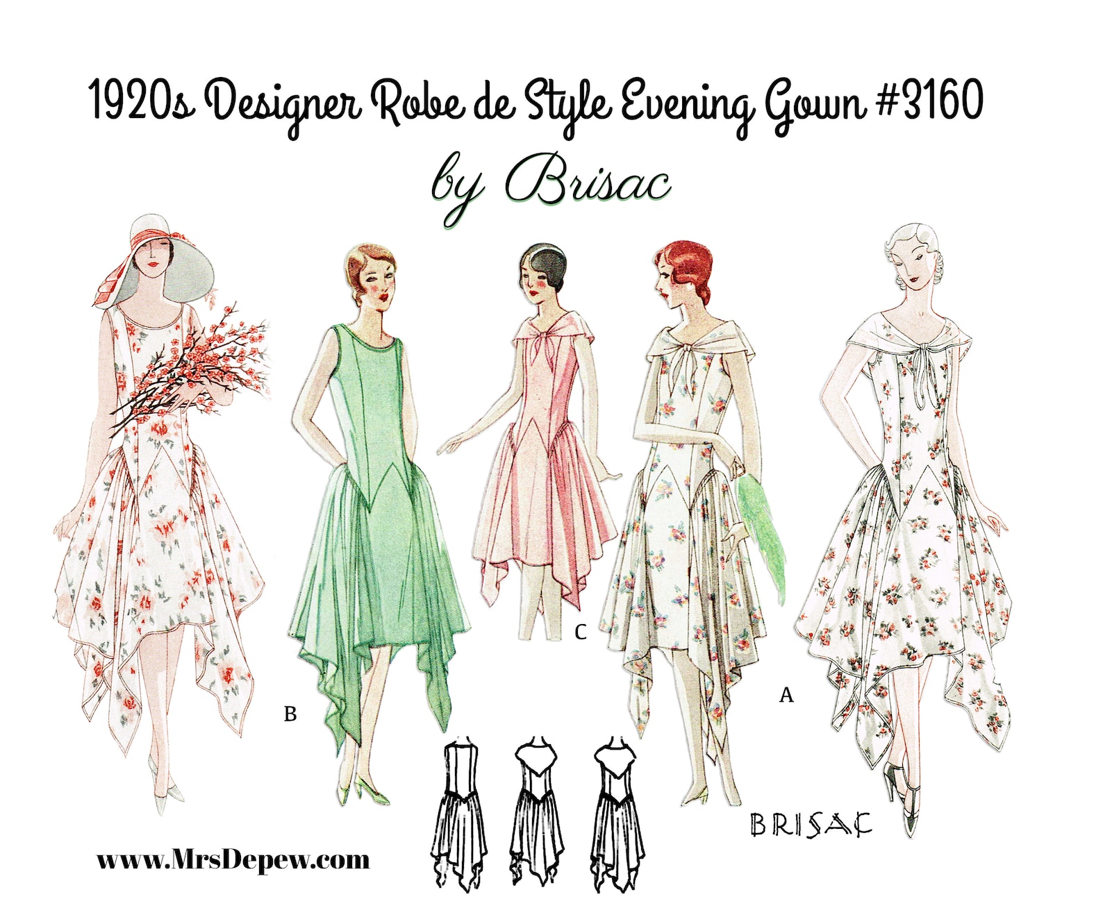 Vintage Sewing Pattern Ladies' 1920s Robe De Style Brisac Couture Dress ...