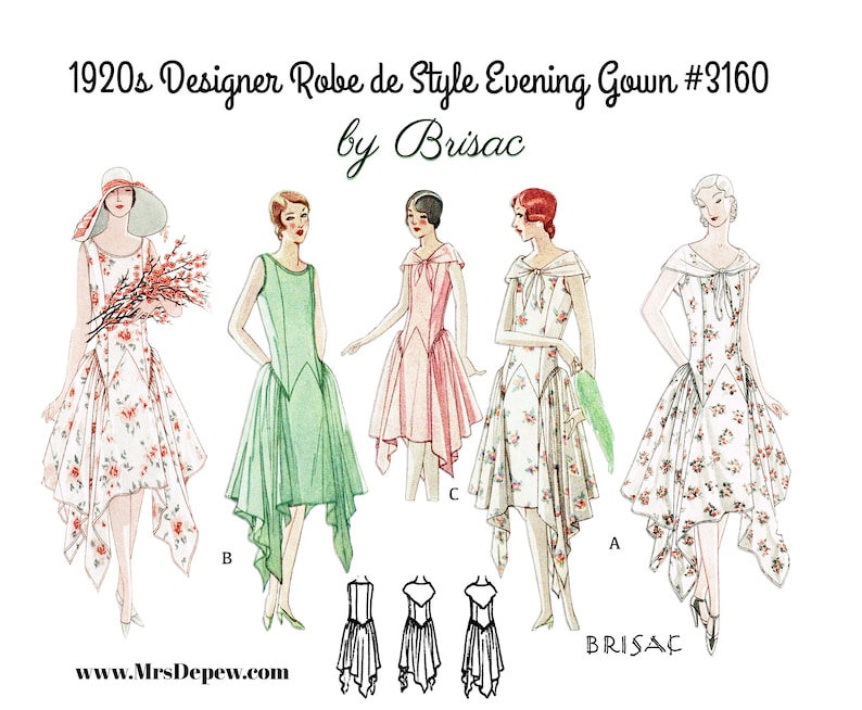 Vintage Sewing Pattern Ladies' 1920s Robe De Style Brisac Couture Dress ...
