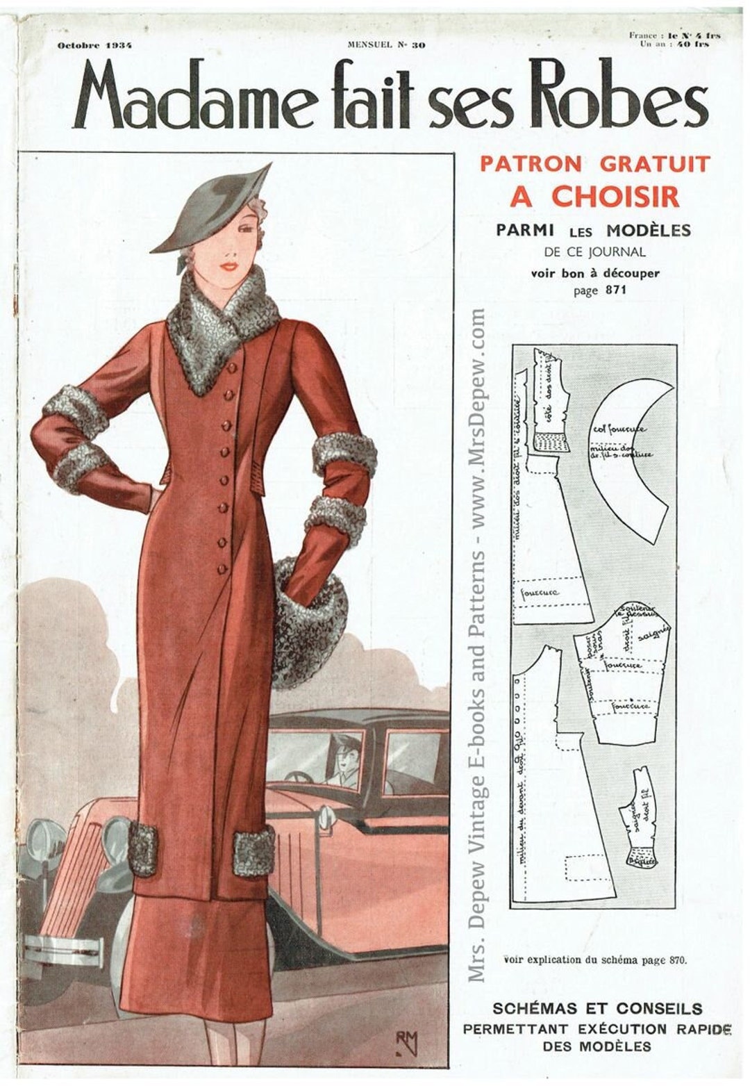 1934 October Madame Fait Ses Robes Vintage French Sewing Lesson ...