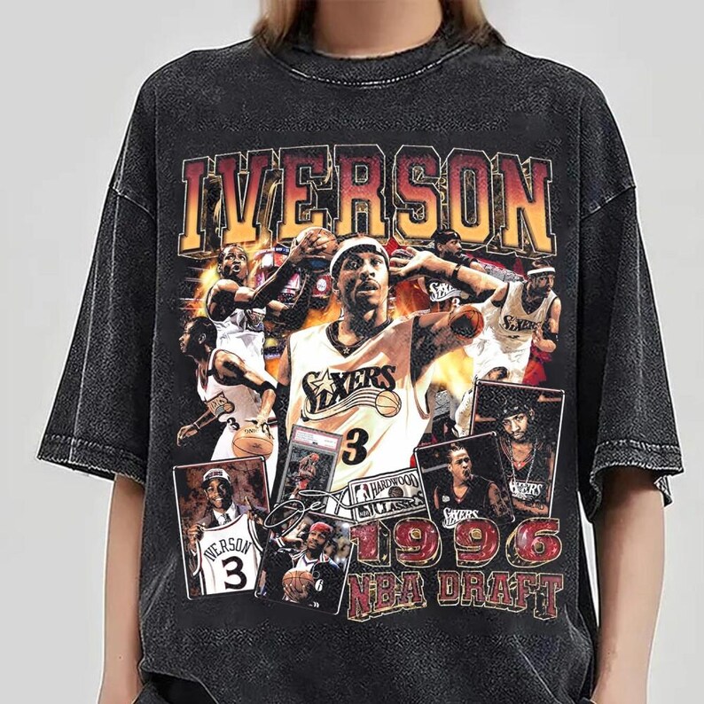 Allen Iverson Bootleg Collage Basketball Tee, Retro 76ers Nostalgia Fan ...