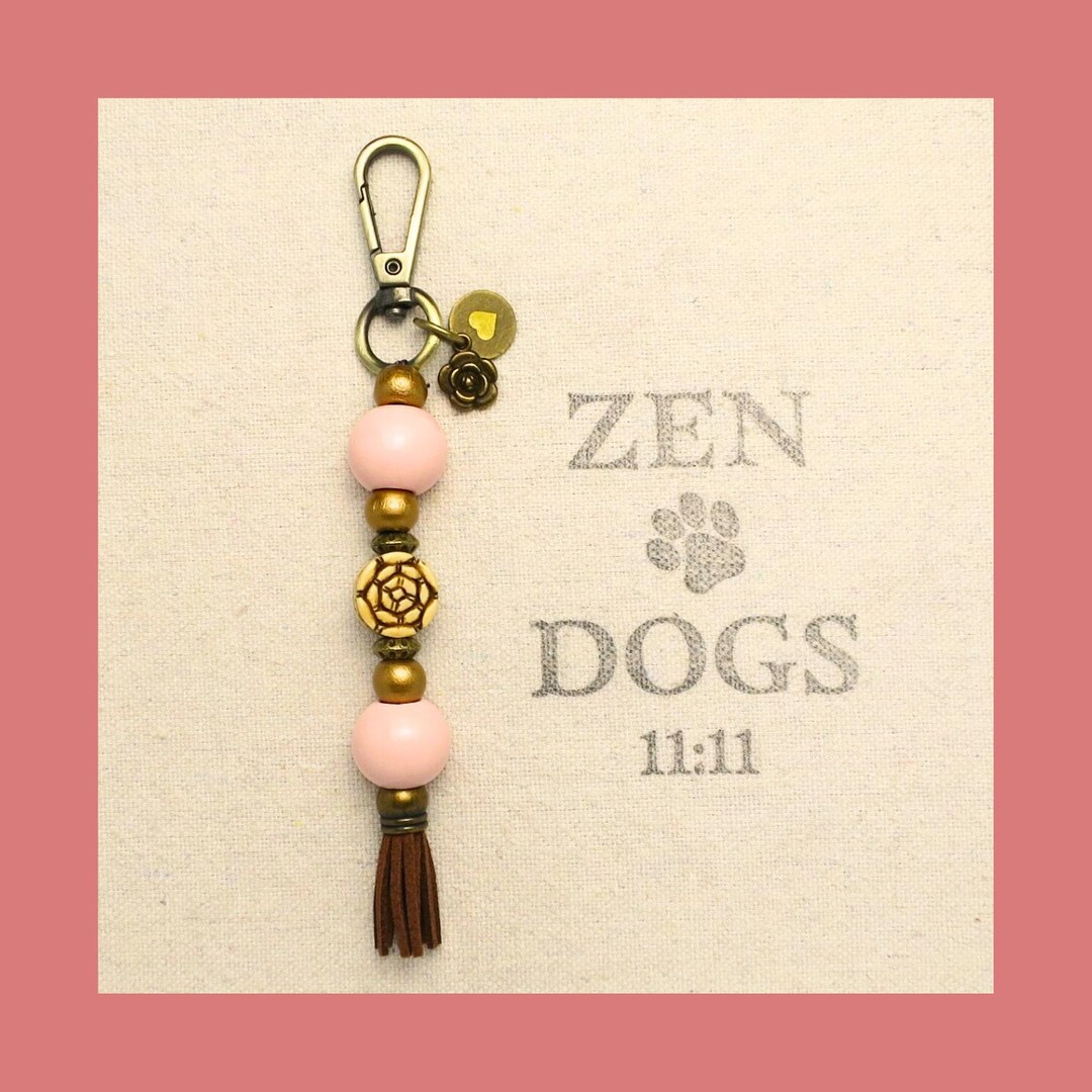Beaded Rose Dangle Keychain: Zen-inspired Rose Charm With Brass Hook ...