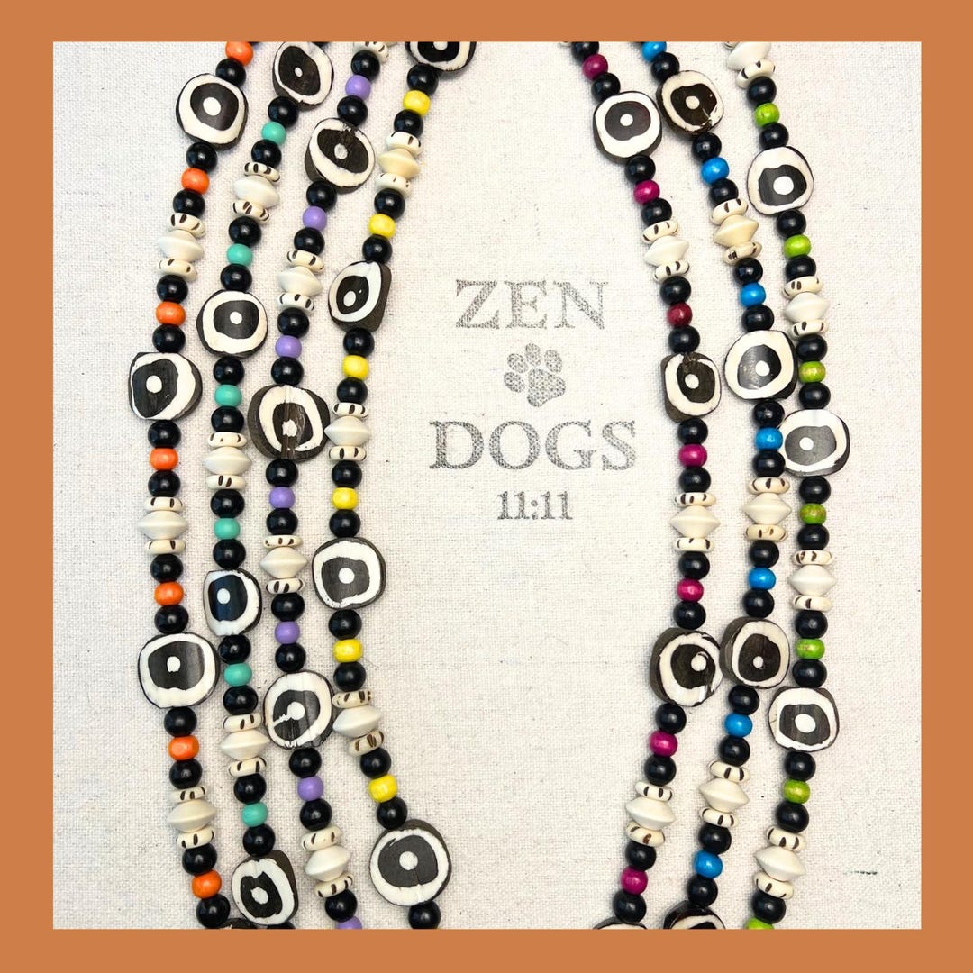 The All Seeing Eye Beaded Mala Dog Collar, Handmade, Natural Wood Beads ...