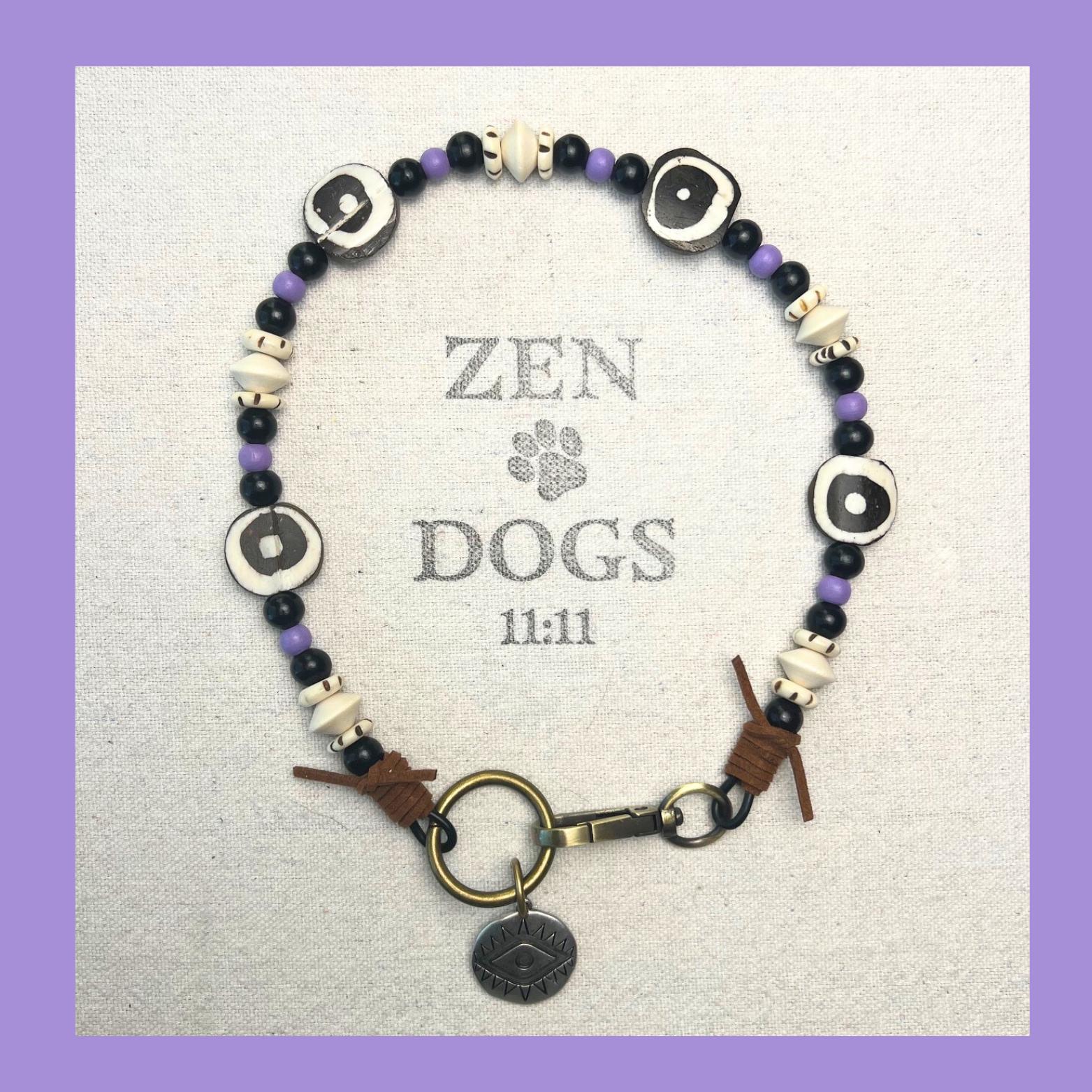 The All Seeing Eye Beaded Mala Dog Collar, Handmade, Natural Wood Beads ...
