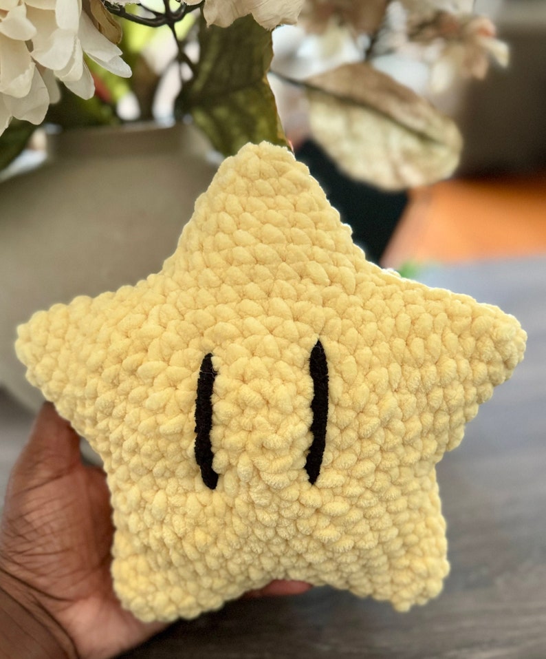 Crochet Star Plushie, Yellow Star Crochet Plushie, Cartoon Star Crochet ...