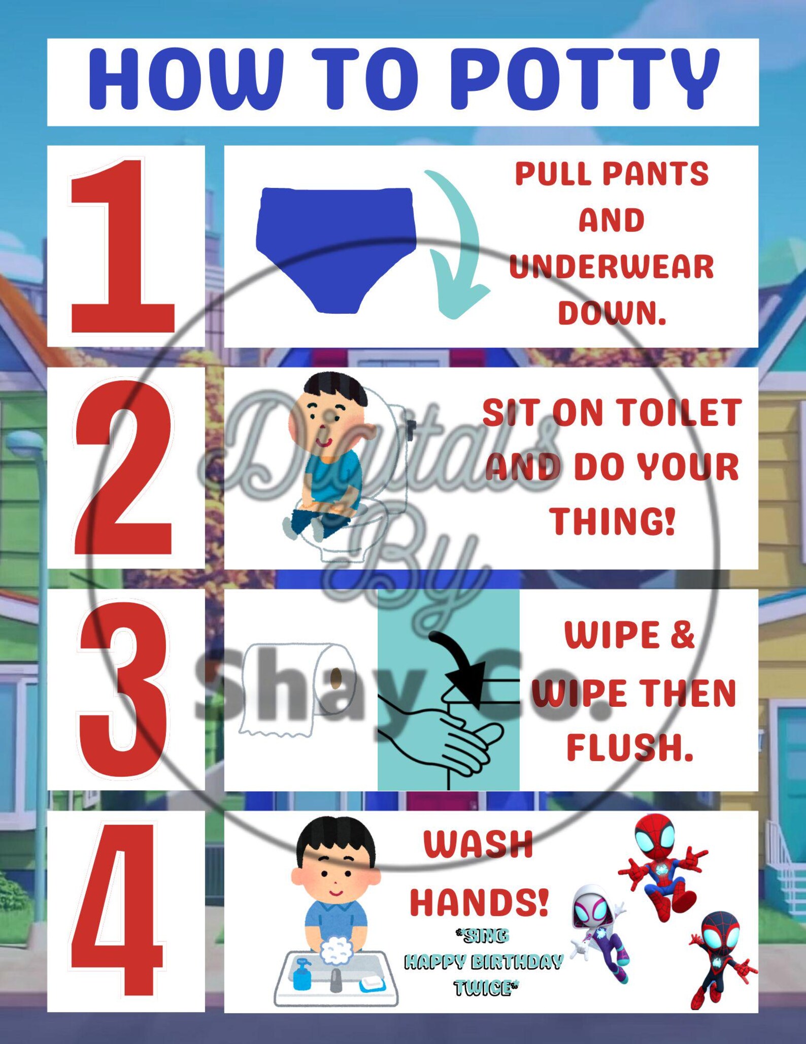 Spidey & Friends Potty/reward Chart and Potty Instructions - Etsy