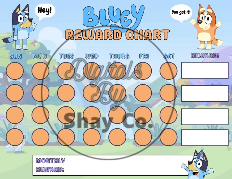 BLUEY Reward Chart/potty Chart & Potty Instructions Digital Downloads ...