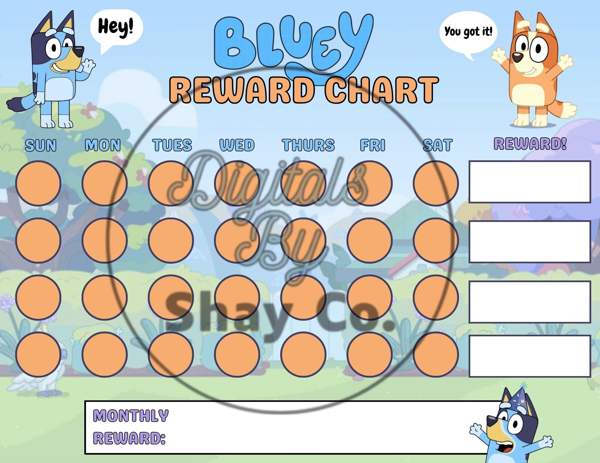 BLUEY Reward Chart/potty Chart & Potty Instructions Digital Downloads ...