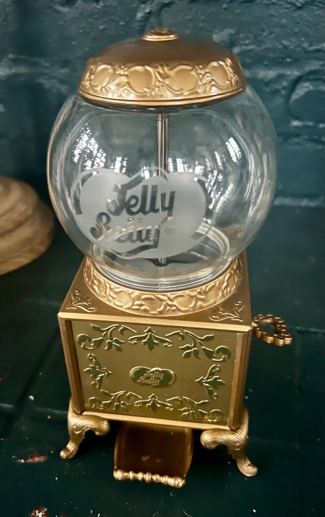 Retro Style Jelly Belly Candy Gumball Machine | Gold Tone Jelly Bean ...