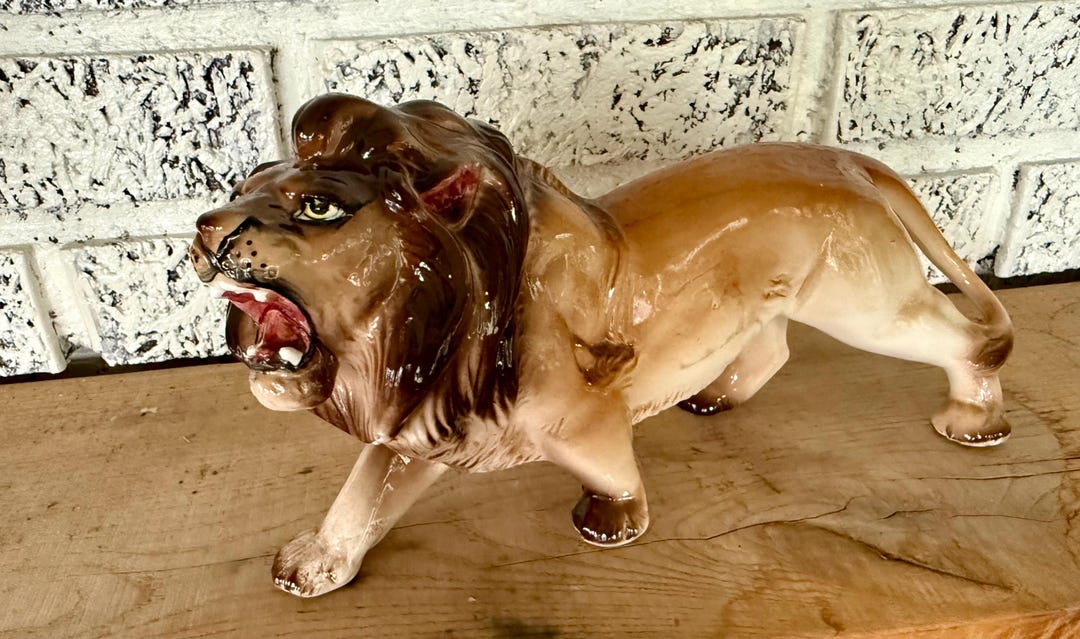Vintage MCM Japanese Porcelain Lion - Etsy