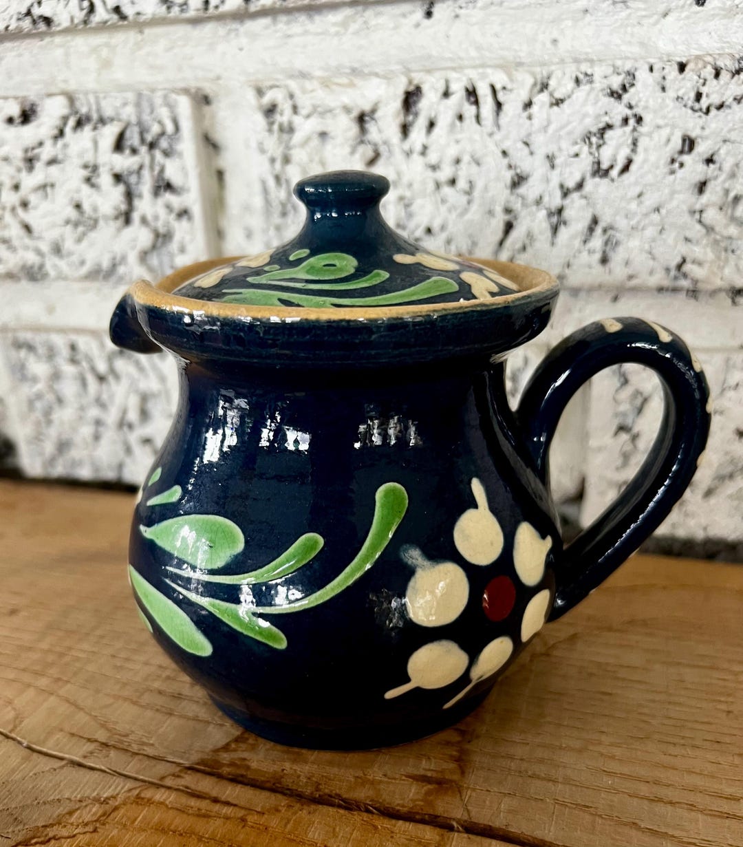 Soufflenheim Alsace Stoneware Pitcher / Jug With Lid, Hand Painted ...