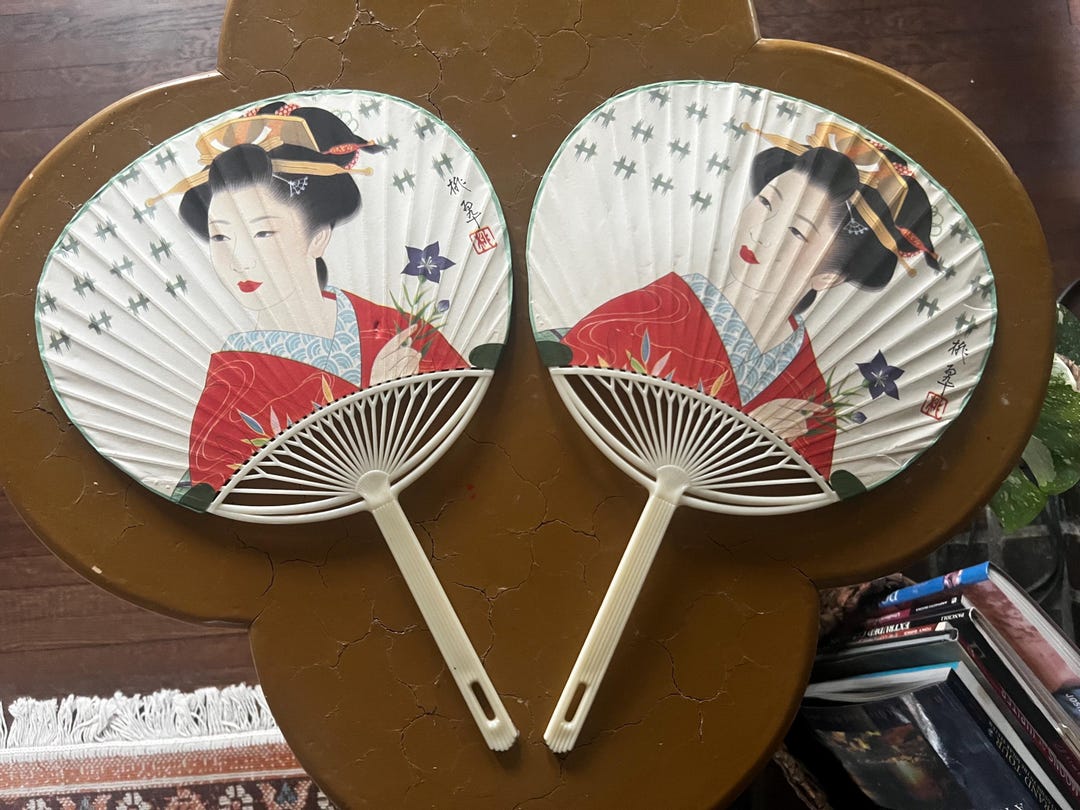 Pair of Japanese Paper Advertising Fans - Etsy