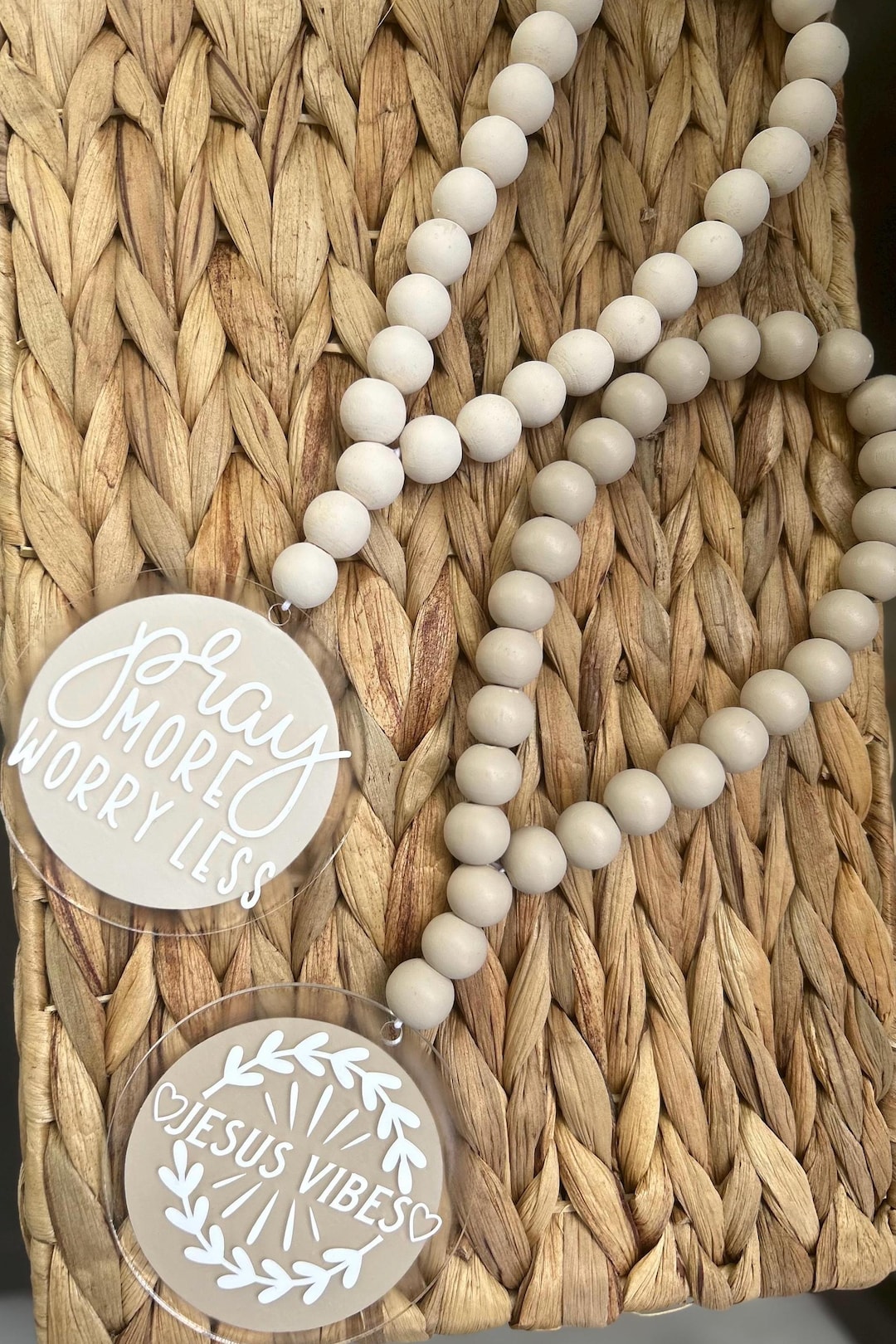 Christian Wood Bead Rearview Mirror Car Charm - Etsy