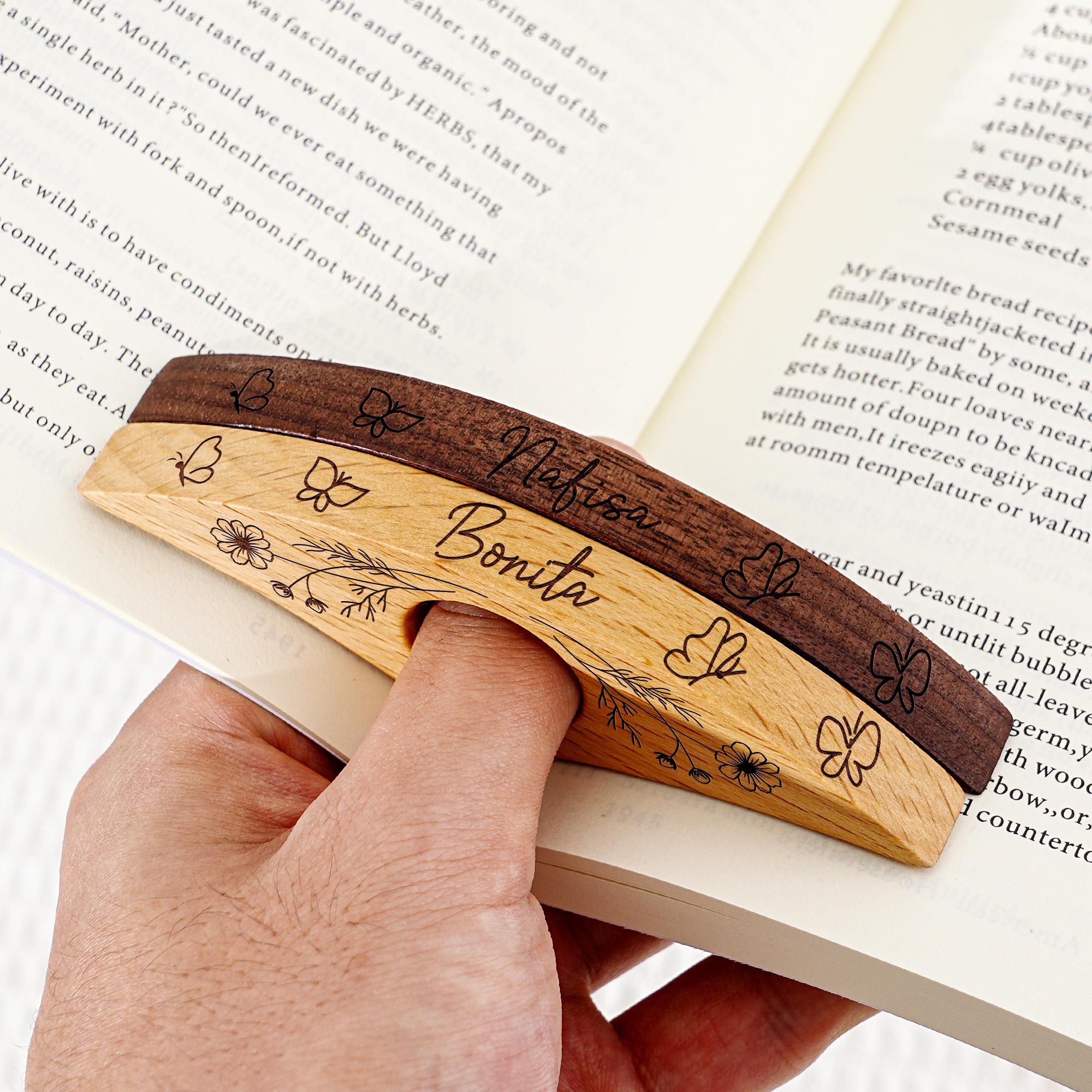 Personalized Wooden Page Thumb Holder, Custom Name Page Holder, Wooden ...