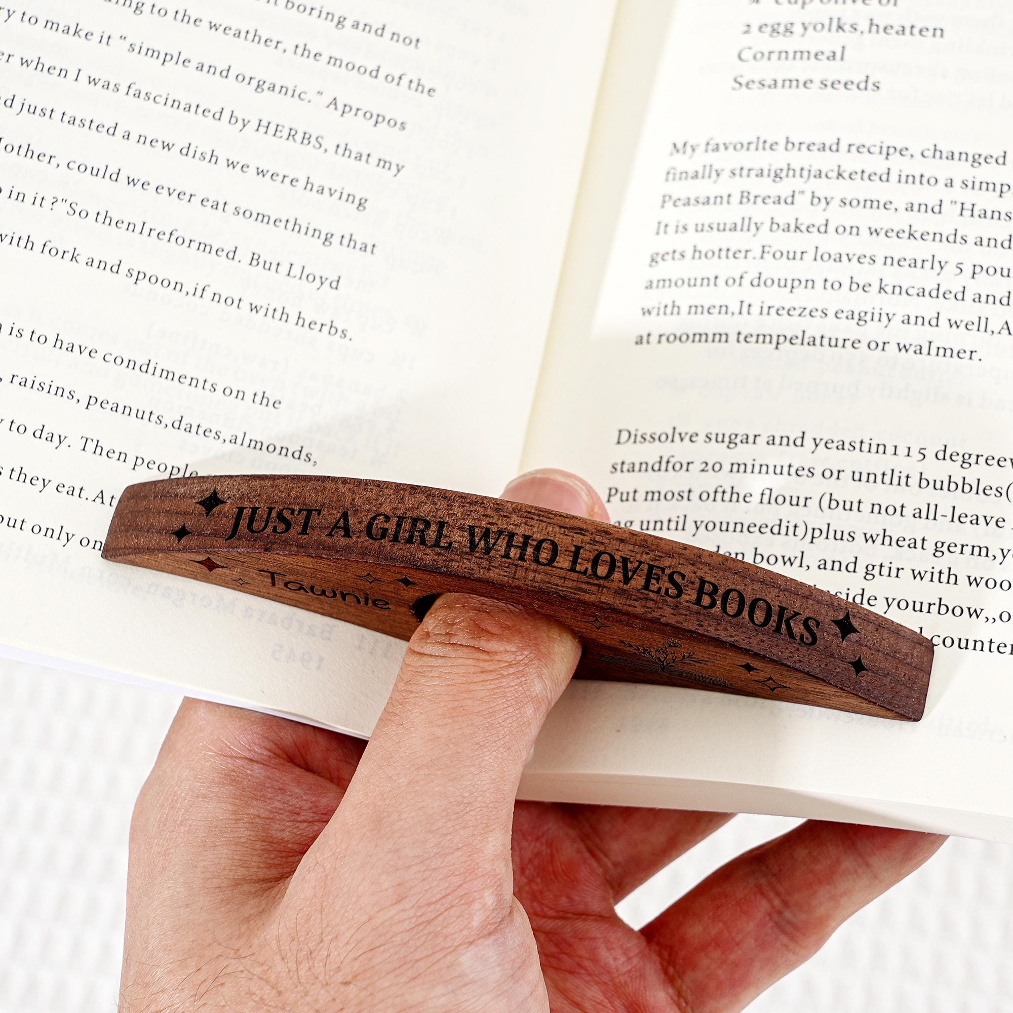 Personalized Thumb Book Page Holder, Customizable Name Bookmark, Walnut ...