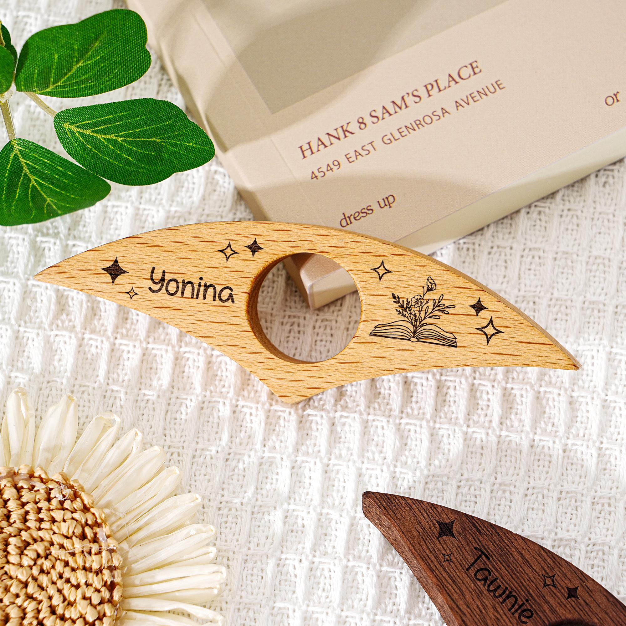 Personalized Thumb Book Page Holder, Customizable Name Bookmark, Walnut ...