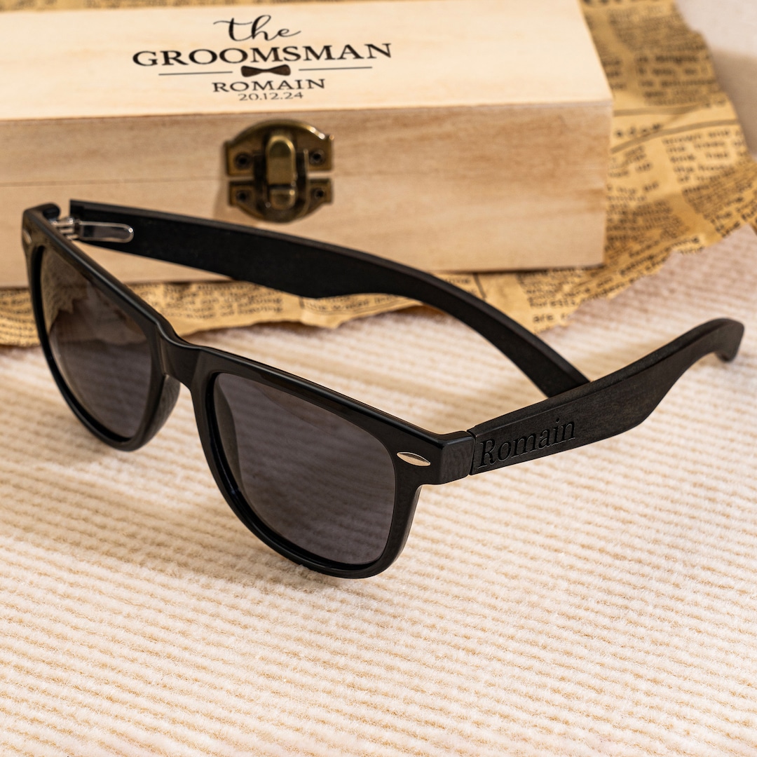 Personalized Wood Sunglasses With Box, Custom Engraved Unisex ...