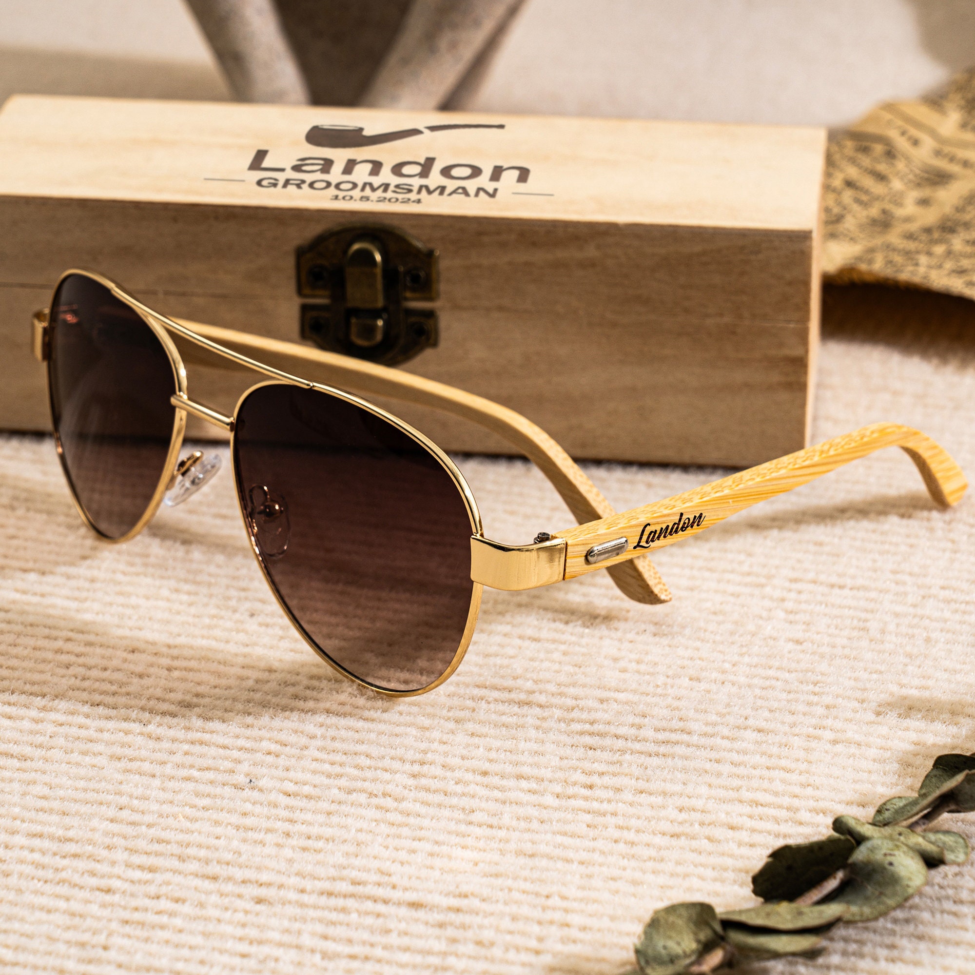 Personalized Wood Sunglasses With Box, Groomsman Sunglasses , Groomsmen ...