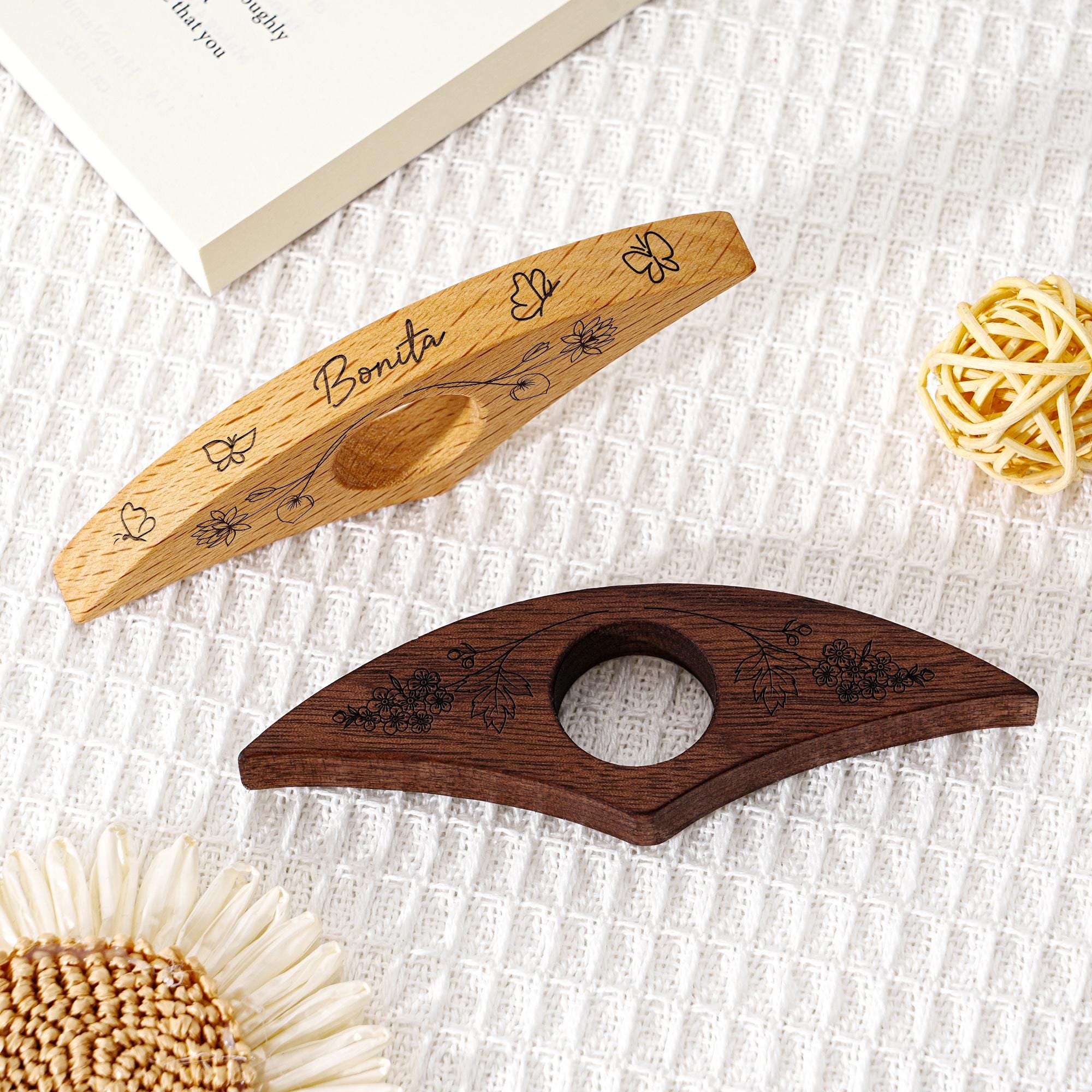 Personalized Wooden Page Thumb Holder, Custom Name Page Holder, Wooden ...