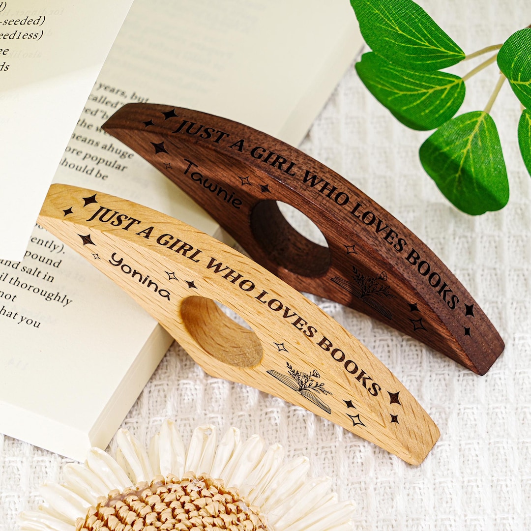 Personalized Thumb Book Page Holder, Customizable Name Bookmark, Walnut ...