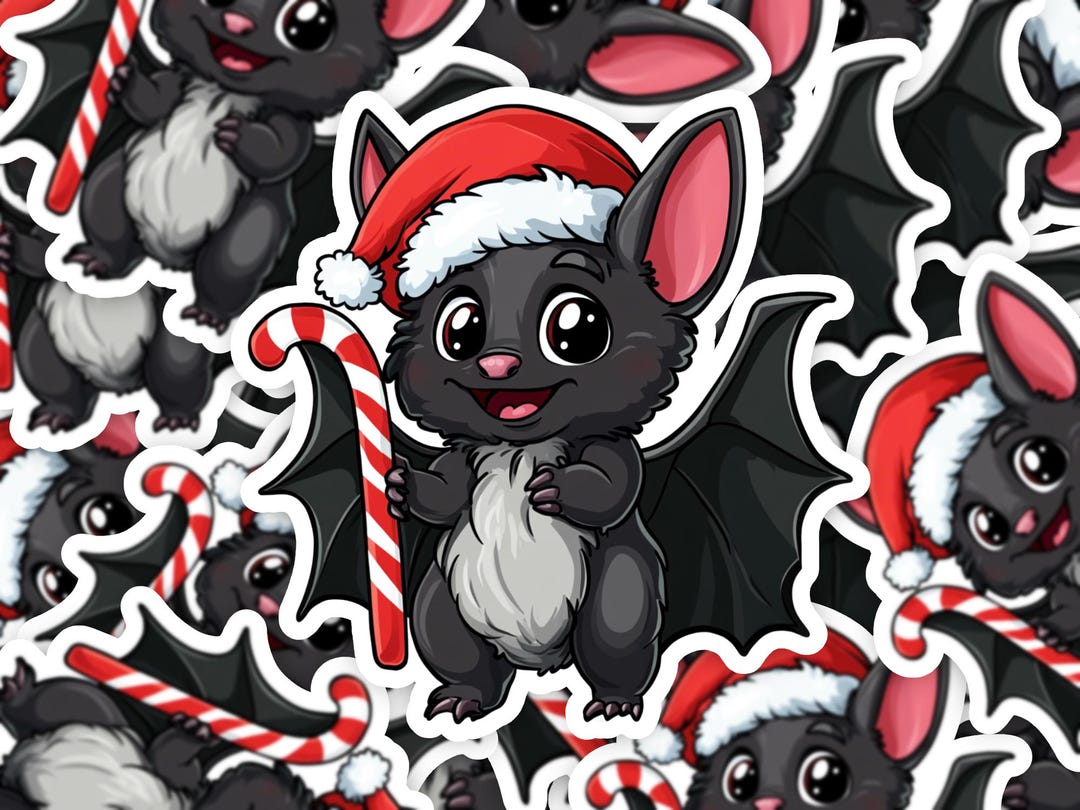 Cute Christmas Bat Sticker, Christmas Bat Sticker, Bat Sticker ...