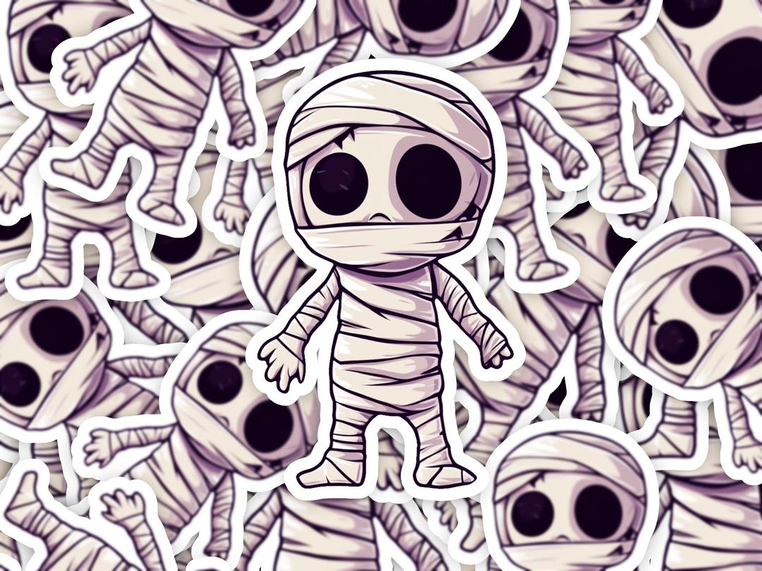 Cute Halloween Mummy Sticker, Halloween Mummy Sticker, Mummy Sticker ...