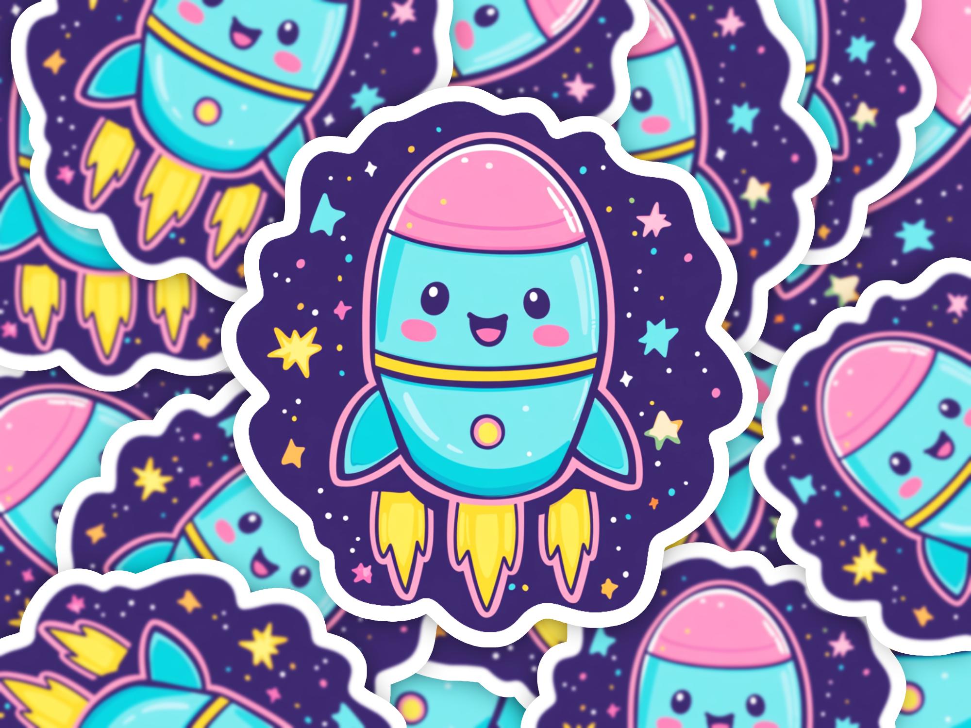 Cute Space Rocket Sticker, Space Rocket Sticker, Rocket Sticker, Space ...