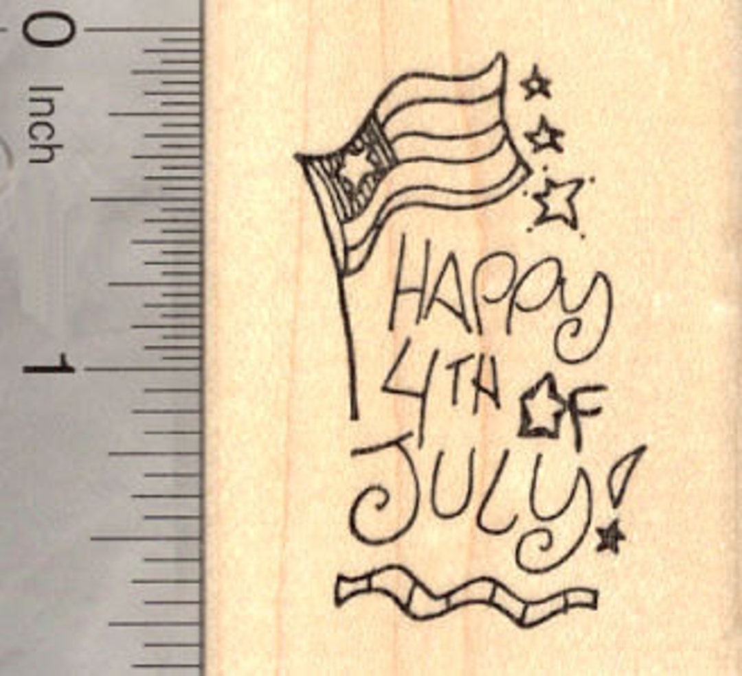 Happy 4th of July Rubber Stamp G17503 Wood Mounted - Etsy