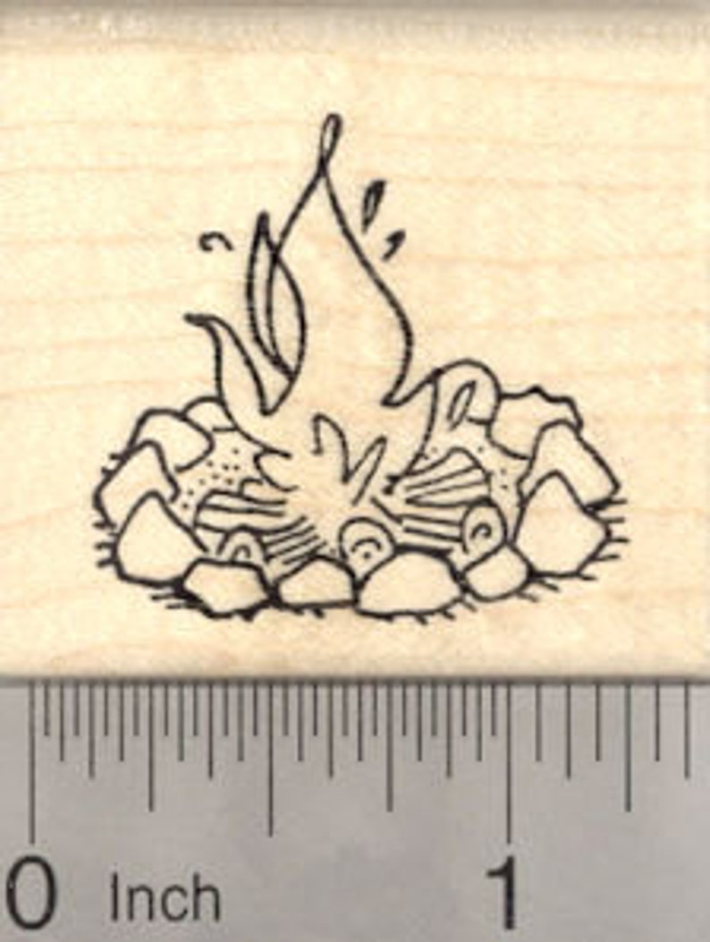Campfire Rubber Stamp, Camping, Outdoor Adventure D24415 Wood Mounted ...