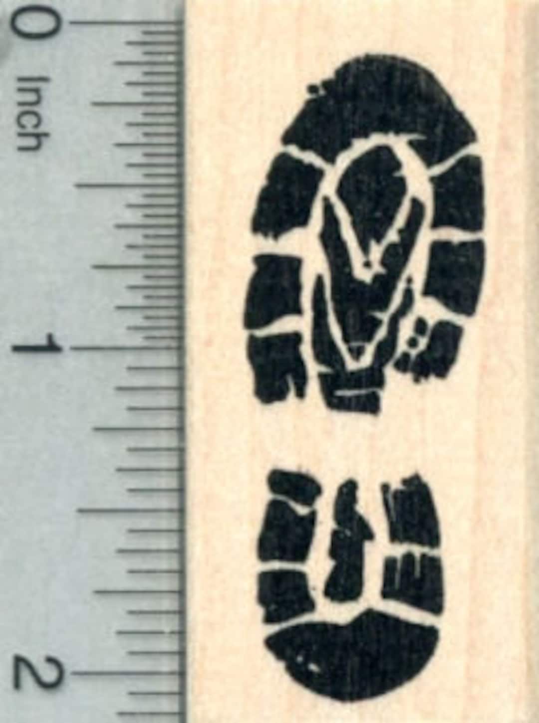 Hiking Footprint Rubber Stamp, Left Boot Tread or Track E30325 Wood ...