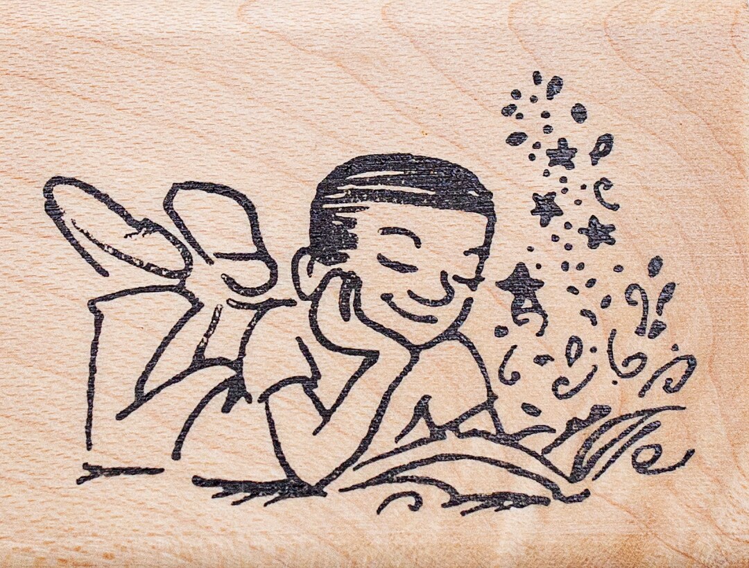 Boy Reading Rubber Stamp H38719 Wood Mounted - Etsy
