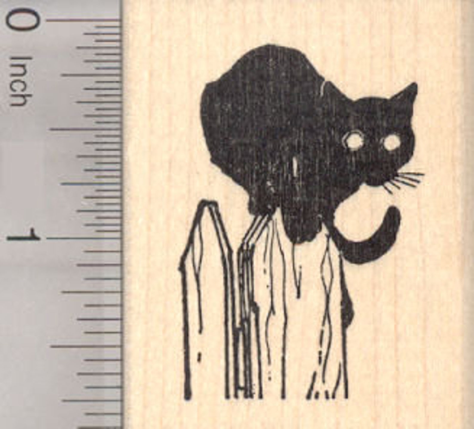 Black Cat With Glowing Eyes Rubber Stamp G20508 Wood Mounted - Etsy