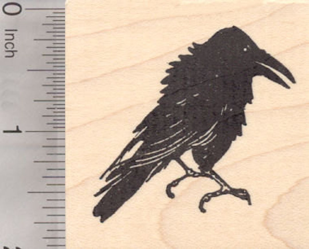 Raven Bird Rubber Stamp, Black Crow H18907 Wood Mounted - Etsy
