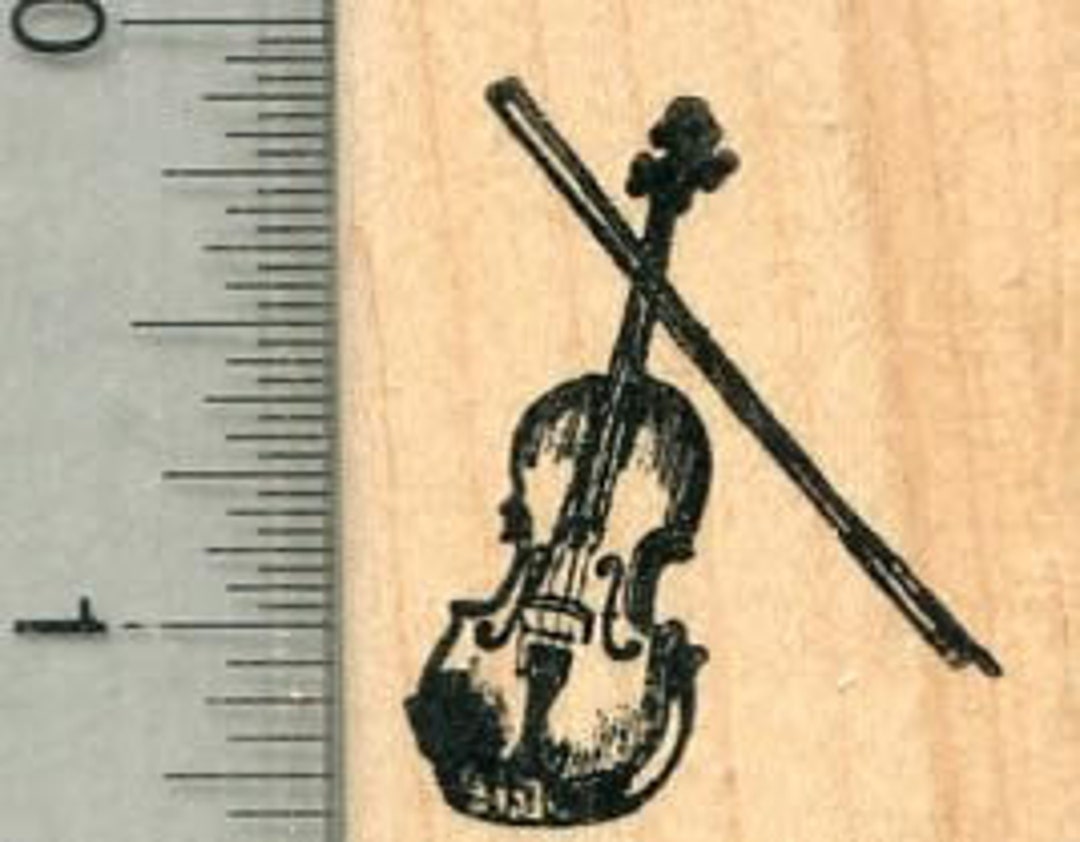 Tiny Violin Rubber Stamp, String Musical Instrument Series D34216 Wood ...
