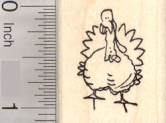 Small Grinning Turkey Rubber Stamp Thanksgiving D19010 Wood | Etsy