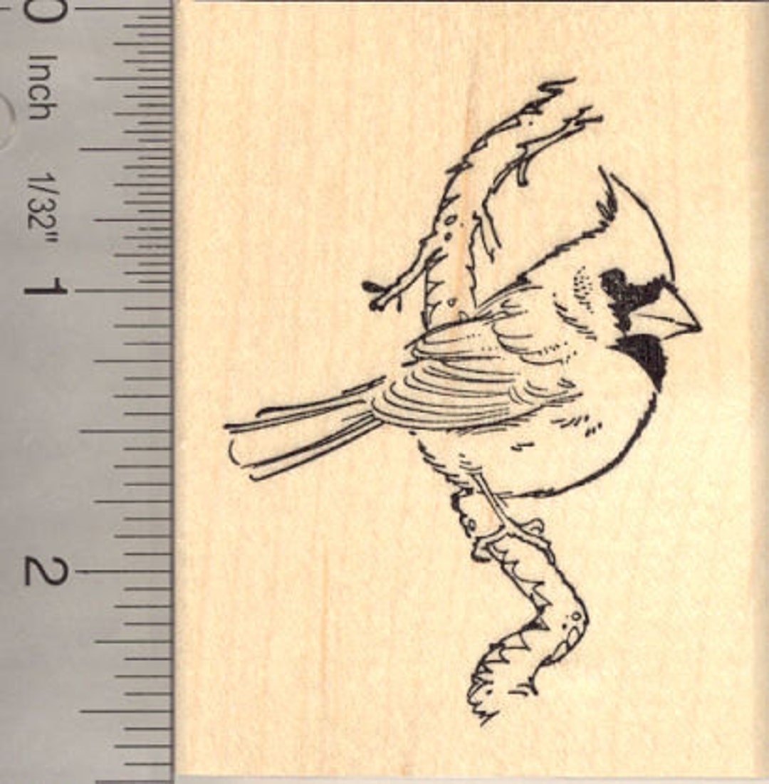 Cardinal Bird on Branch Rubber Stamp J13302 Wood Mounted - Etsy