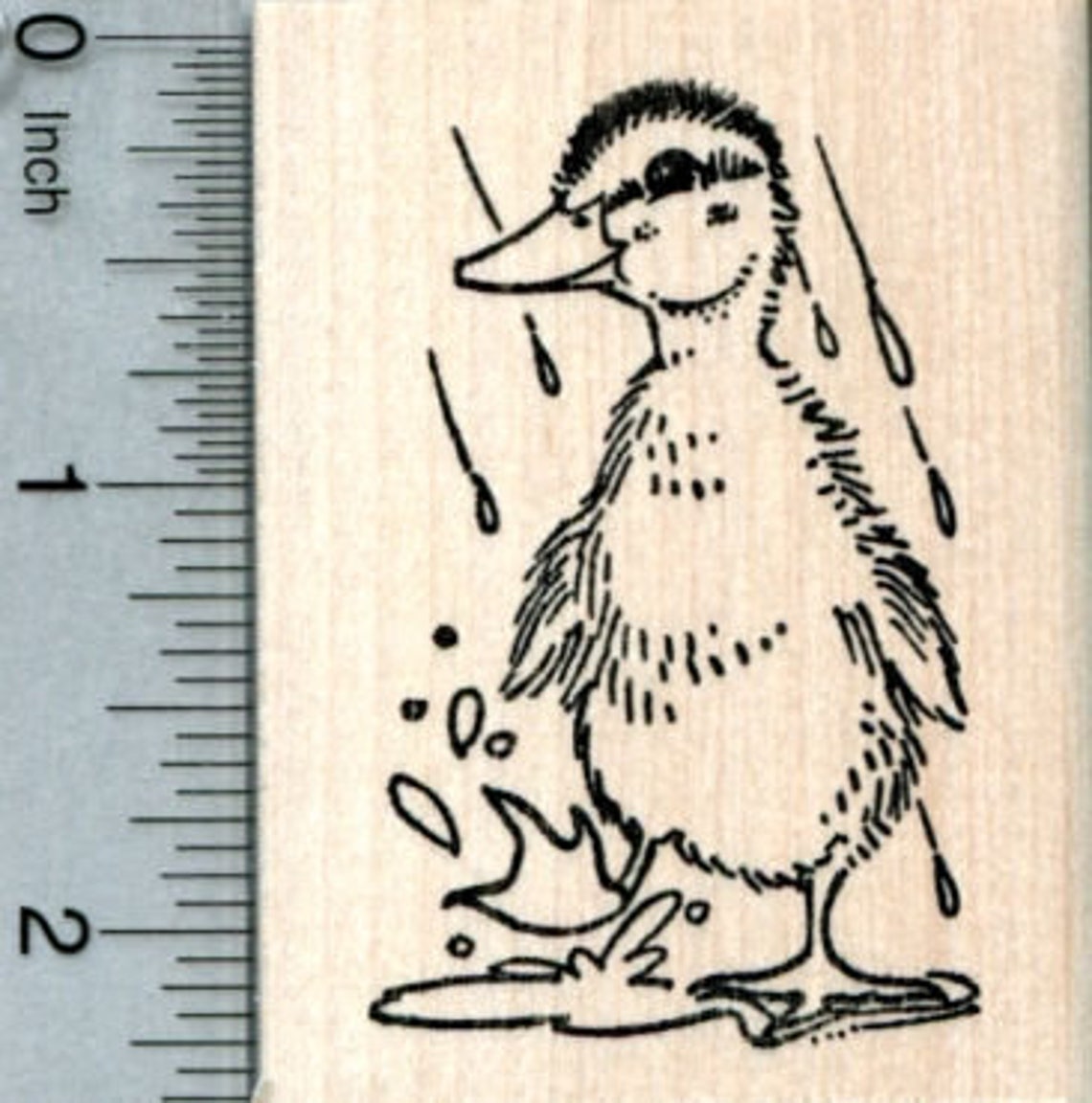 Mallard Duckling Rubber Stamp Cute Baby Duck in Rain J32727 - Etsy