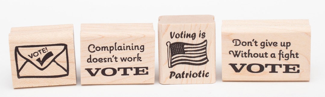 4 Pc. Voting Rubber Stamp Set Wood Mounted - Etsy