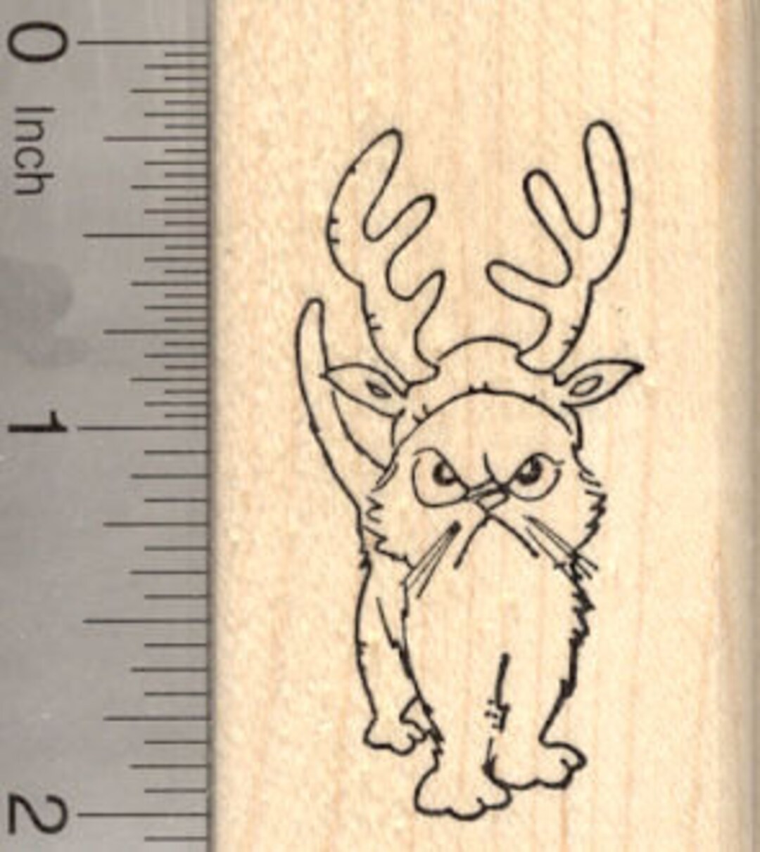 Christmas Grumpy Cat Reindeer Rubber Stamp G23005 Wood Mounted - Etsy