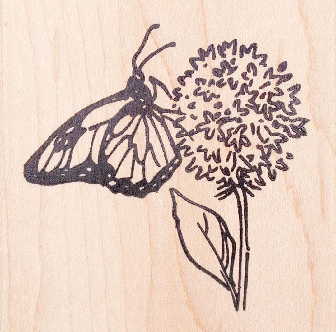 Monarch Butterfly Rubber Stamp, on Milkweed K38912 Wood Mounted - Etsy