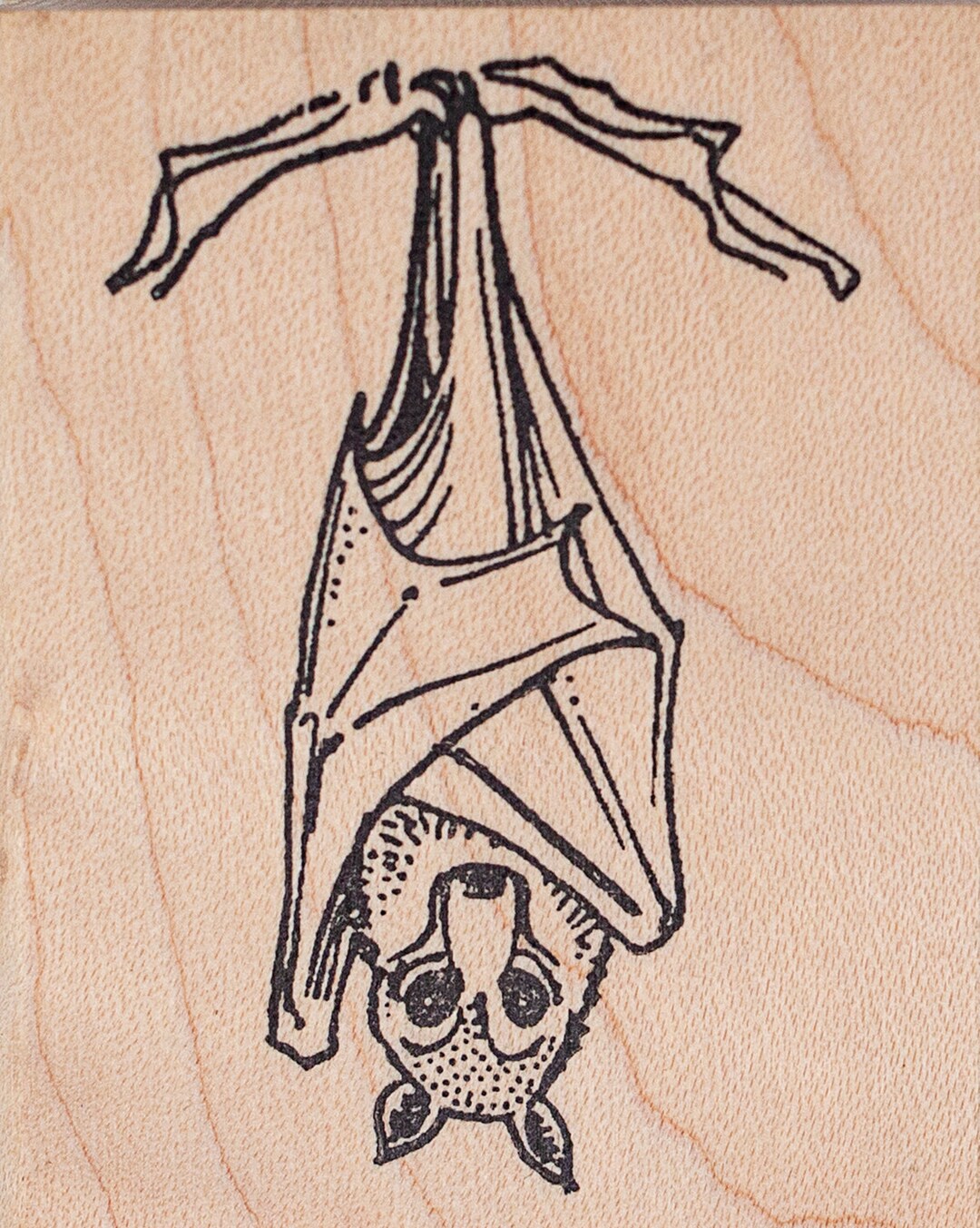 Flying Fox Rubber Stamp, Bat Hanging H38702 Wood Mounted - Etsy