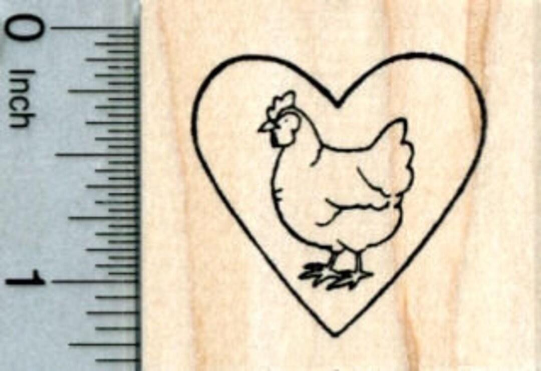 Hen in Heart Rubber Stamp, Chicken D31502 Wood Mounted - Etsy