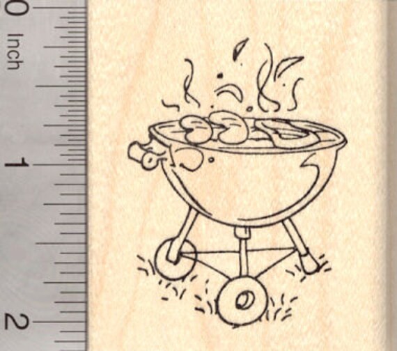 Barbecue Grill Rubber Stamp Summer Grillout Cookout H24804 | Etsy