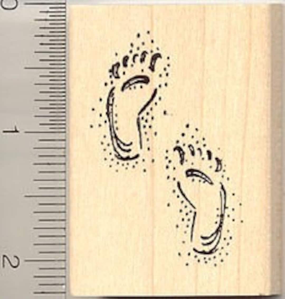 Tiny Footprints Rubber Stamp, Barefoot E8605 Wood Mounted - Etsy