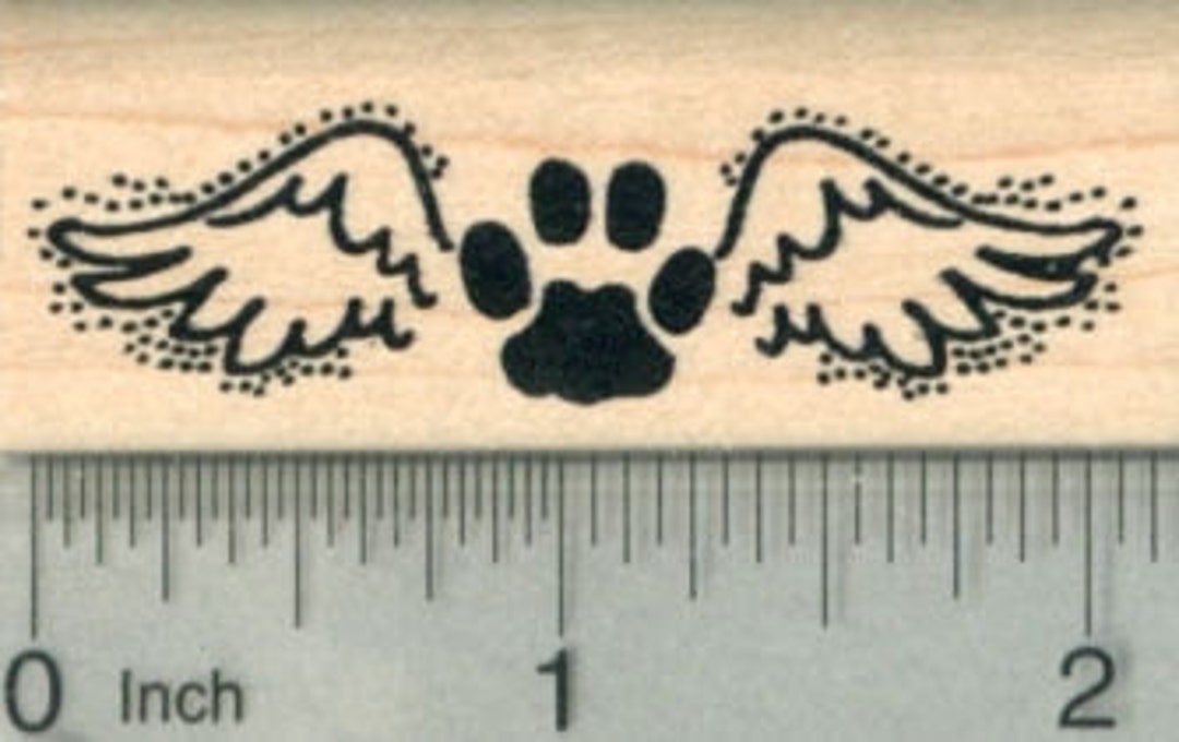 Paw Print Angel Rubber Stamp, Pet Loss Silhouette Series E29811 Wood ...