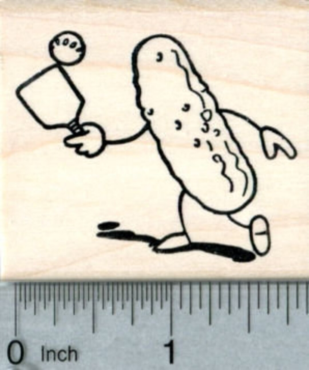 Pickleball Rubber Stamp, Pickle With Paddle and Ball G33814 Wood ...