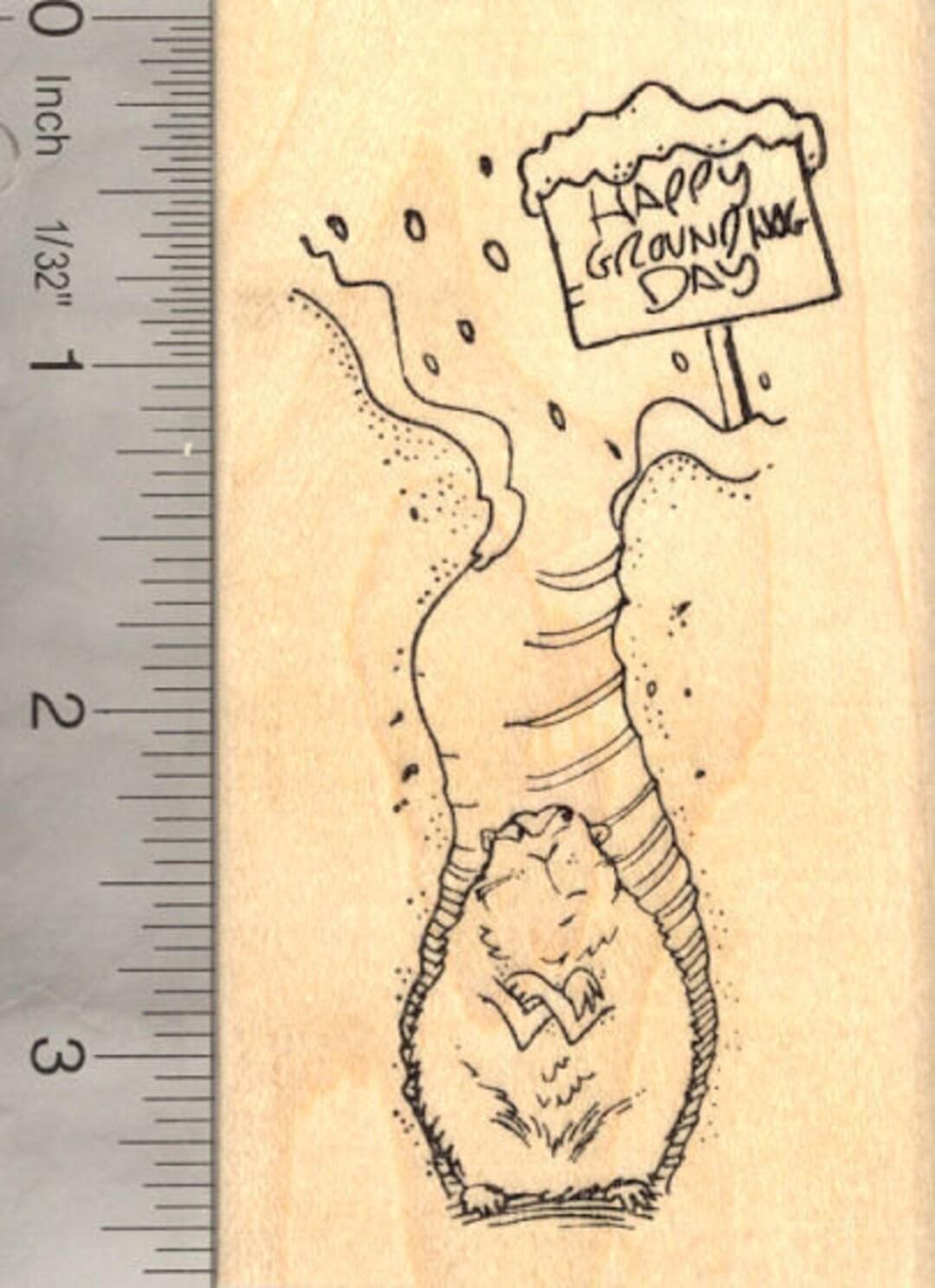 Grumpy Groundhog Rubber Stamp, Happy Groundhog Day K15807 Wood Mounted ...