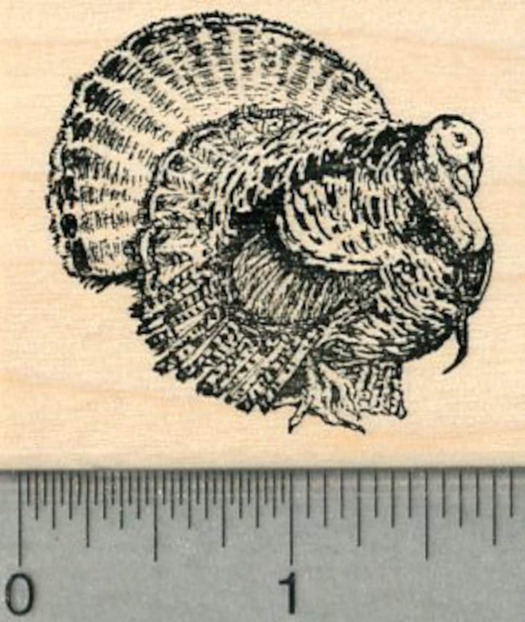 Wild Turkey Rubber Stamp, Small Size, Thanksgiving Series G37215 Wood ...