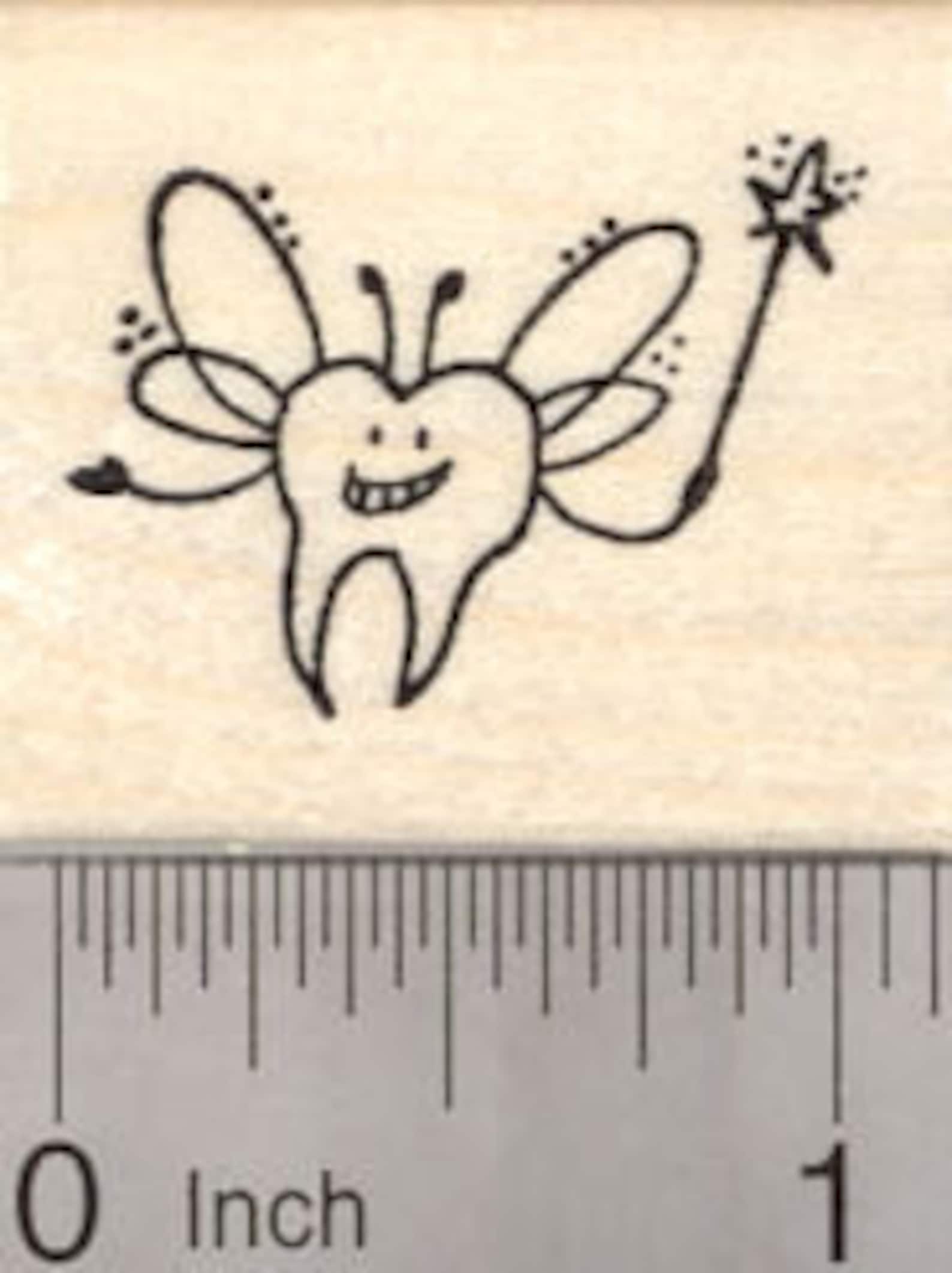 Tooth Fairy Rubber Stamp With Wings Antennae and Magic Wand - Etsy