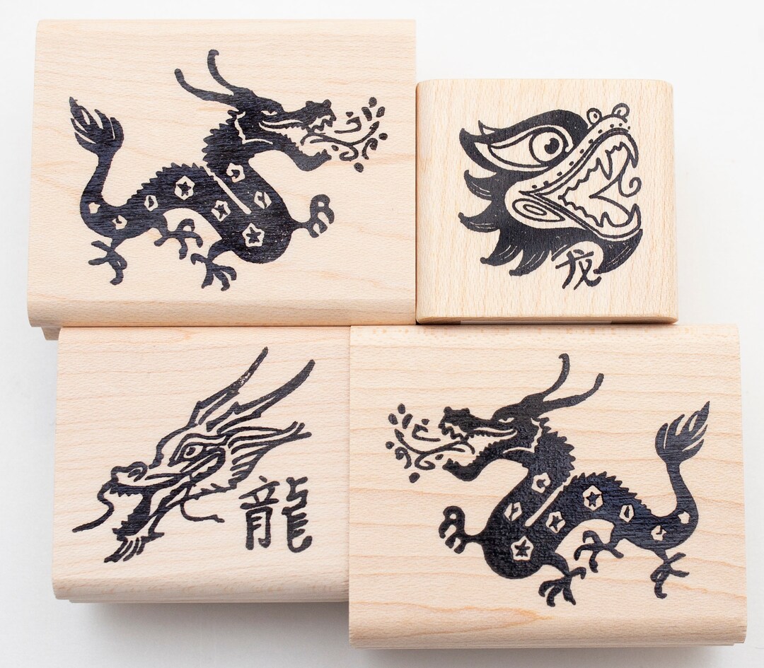 Year of the Dragon Rubber Stamp Set, Chinese New Year, 4 Pieces ...