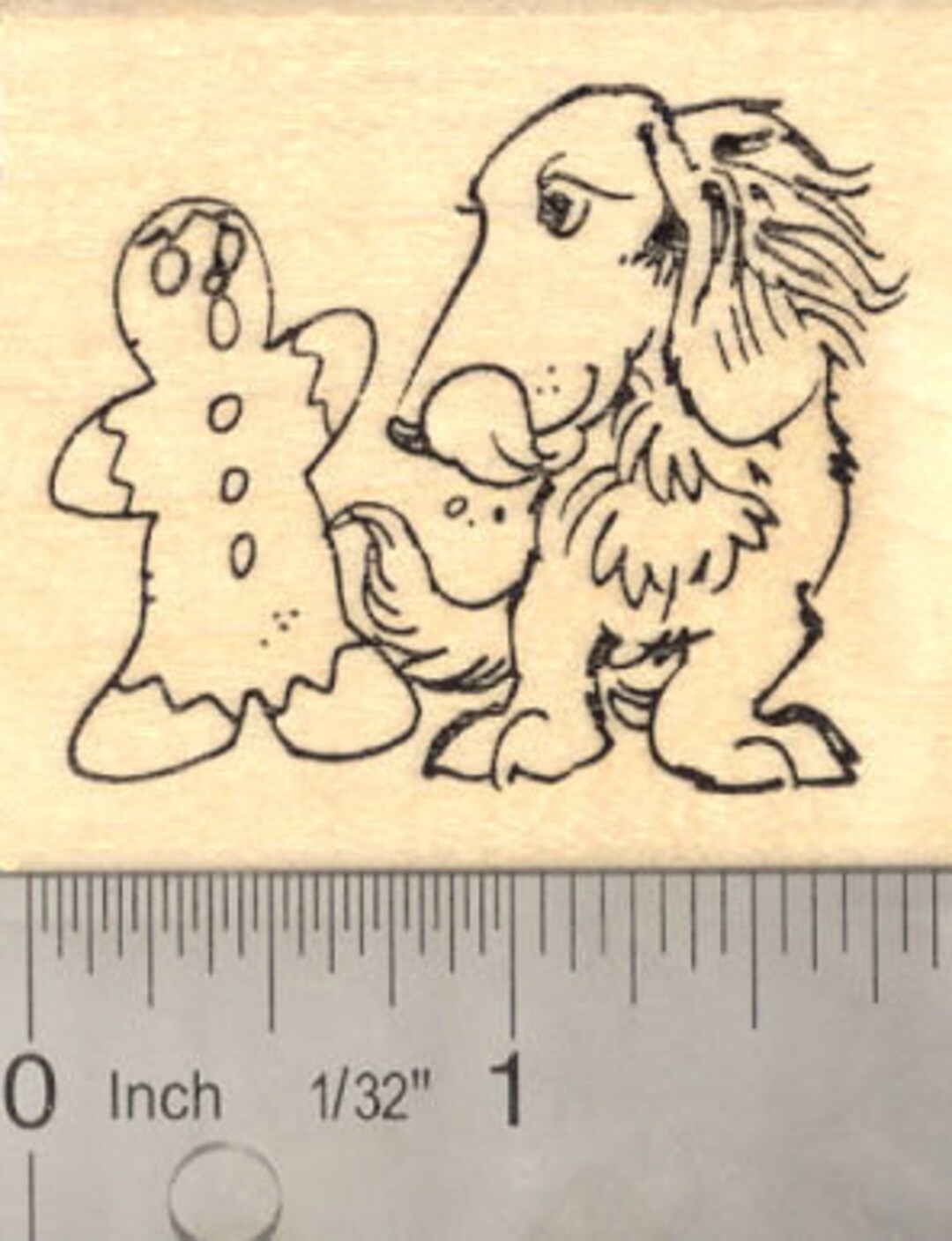 Dachshund Dog Christmas Rubber Stamp, With Gingerbread Man H15202 Wood ...